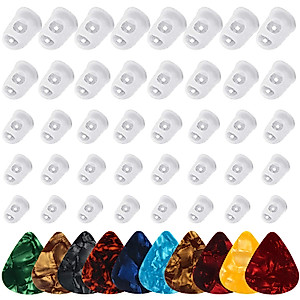 Guitar Fingertip Protectors - 40 Pcs Silicone Guitar Finger Guards Protection Covers Caps for Guitar Ukulele Bass, Sewing and Embroidery (5 Sizes) (Transparent)
