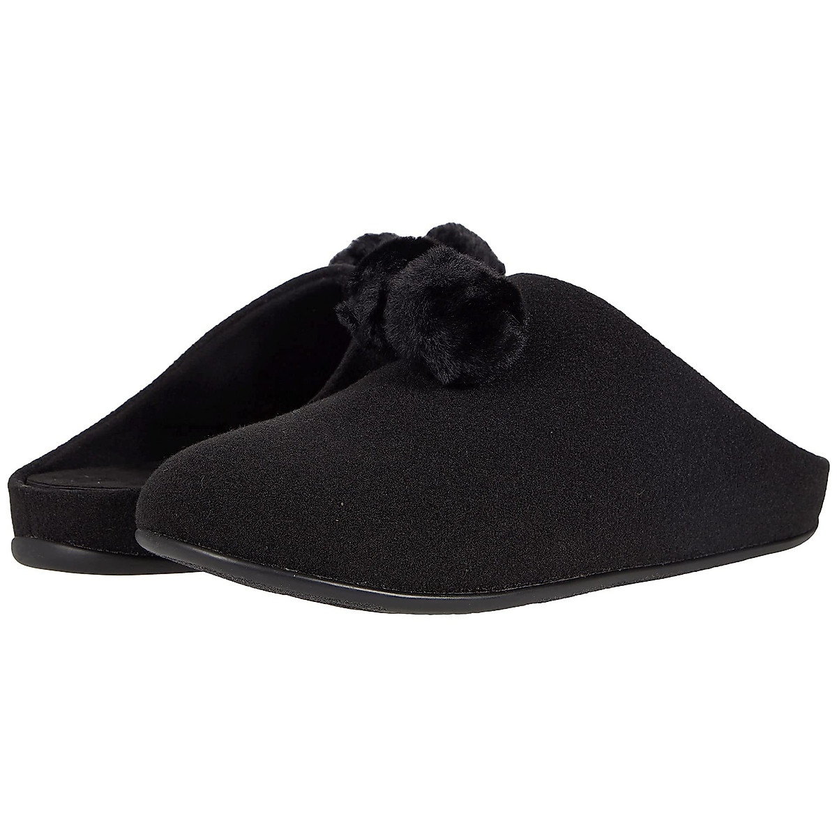 FitFlop Chrissie Pom-Pom Slippers All Black 5 M (B)