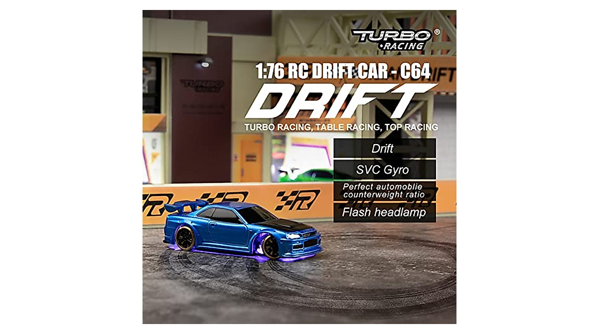 Flycolor Turbo Racing RC Car 1:76 Scale Drift with Gyro and Removable Shell