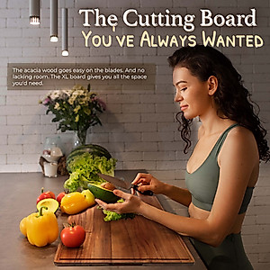 Premium Acacia Wood XL Cutting Board 1in thick/Noodle Board