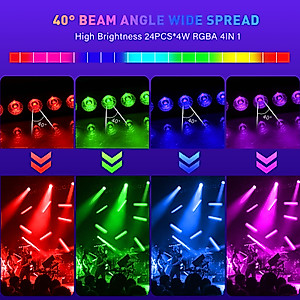 LED DMX Wash Light Bar - 96W 24LEDs RGBA Stage Light Bar Sound Activated Auto Play DJ Light Bar Uplights for Wedding Church Christmas Birthday Party Stage Lighting