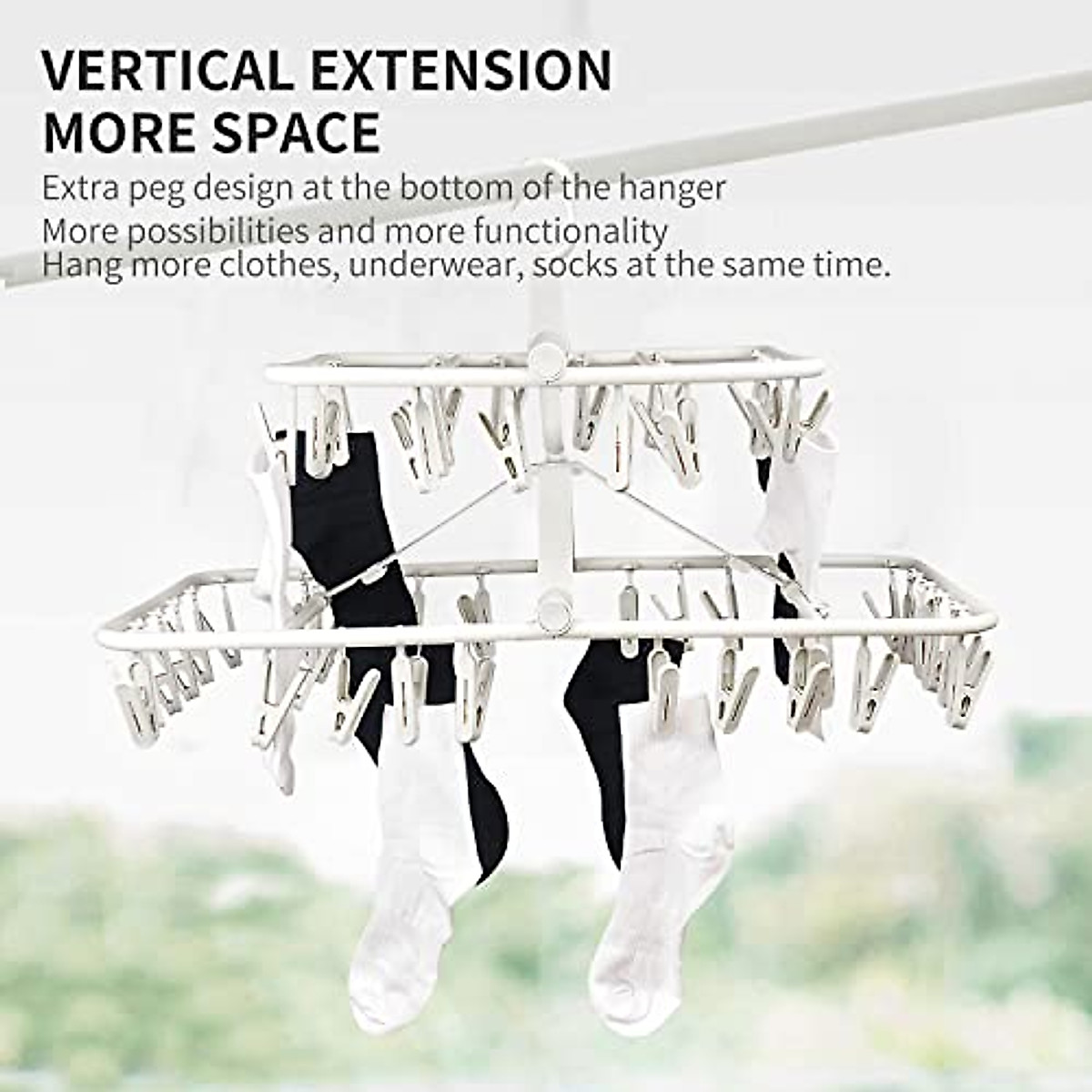 Foyer Nuage Plastic PP Drying Hanger, Anti-Rusty Drying Rack for Clothes, Socks, Lingeries, Delicates, Drying Hanger with 20 Clips for Baby Clothes, Towels