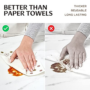 BELLE TERRE Roll-Up Dish Drying Rack & Swedish Dish Cloth Set - Space-Saving Sink Rack (20.5" x 15.5") with Utensil Tray & Reusable Absorbent Cloths - Solid Steel Construction & Cellulose Material