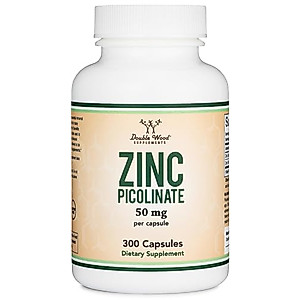Zinc Picolinate 50mg, 300 Capsules (Immune Support) Non-GMO, Gluten Free (300 Day Supply) by Double Wood Supplements