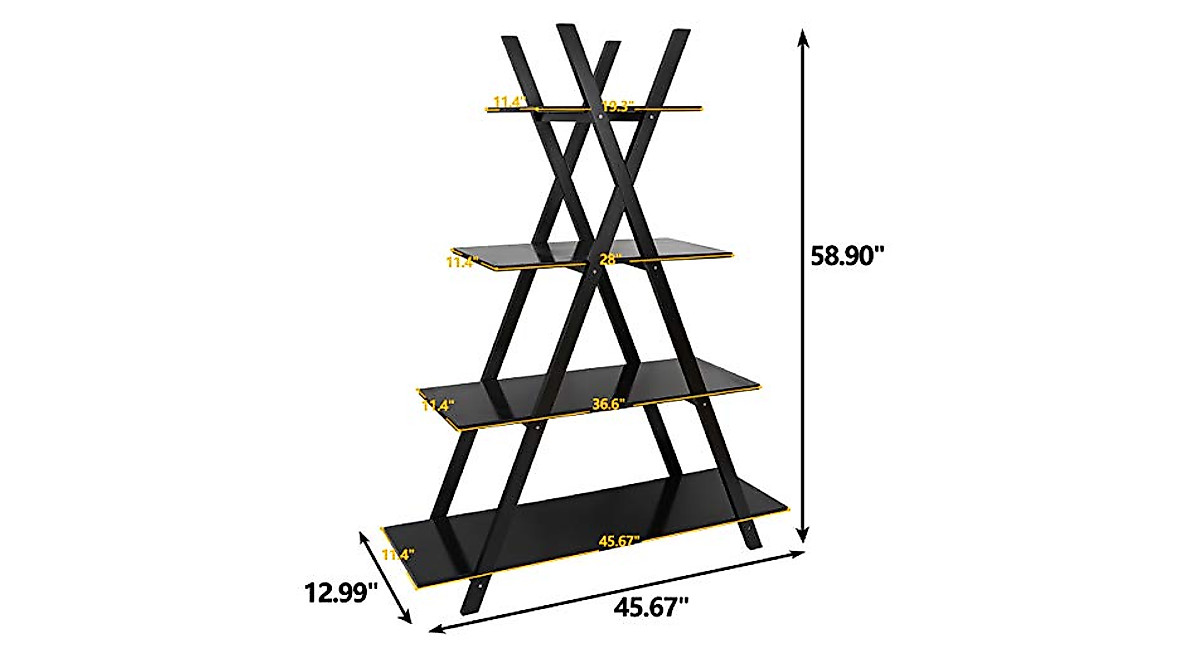 SUPER DEAL A Frame Bookshelf Storage Shelves, 4 Tier Ladder Bookcase ...