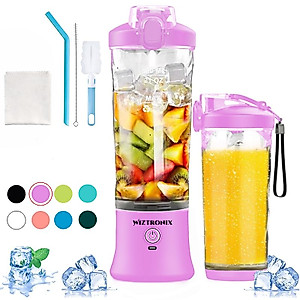 Wiztronix Portable Blender - 600ml Capacity, USB Rechargeable, Purple