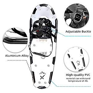Xtrempro Snowshoes Snow Terrain Lightweight Ergonomic Design Lightweight Aluminum Alloy with 13 Point Crampons 120/160/210/300 lbs. Capacity- 21"/25"/30”/36" (Black, 25)