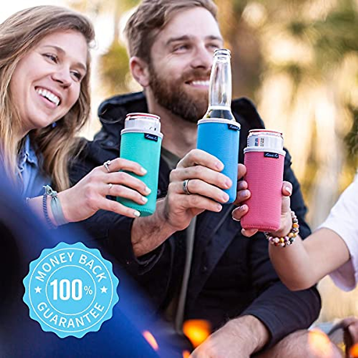 Slim Can Cooler Sleeves (5-Pack) Insulated Neoprene Slim Can Koolie for White Claw - Skinny Can Cooler for Seltzer - Skinny Can Koolies for Slim Beer - Tall Can Koolie for Truly Coolies for Slim Cans