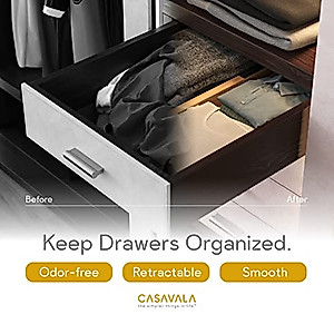 Drawer Divider, 4 PCS Bamboo Drawer Dividers Organizers, Adjustable Drawer Dividers for Clothes, Kitchen Drawer Divider, Dresser Drawer Divider, Drawer Separators, 17"-22" Expandable Drawer Divider