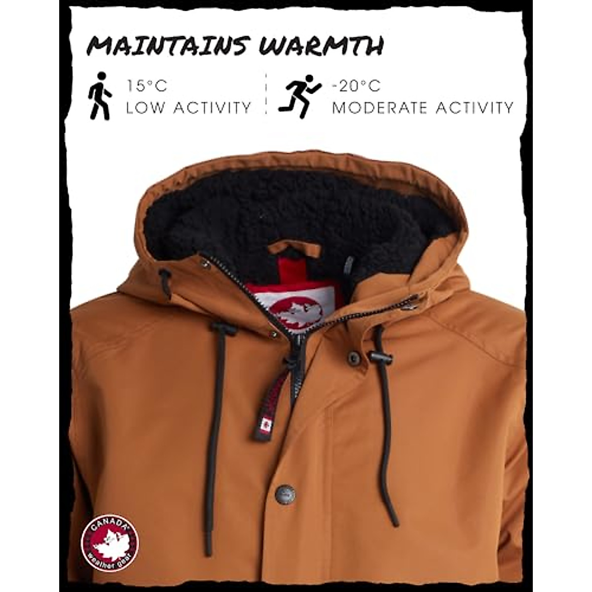 CANADA WEATHER GEAR Men's Winter Coat – Heavyweight Weather Resistant Sherpa Fleece Lined Parka Jacket (M-XXL), Size Medium, Oak