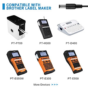 PwrON 12V 2A Printer Charger AD-E001 AC Power Adapter Compatible with P-Touch Edge Label Maker PT-D400 PT-D400AD PT-D450 PT-D600 PT-E300 PT-E500 PT-E550W PT-H300 PT-P700 PT-P750W UU324-1220