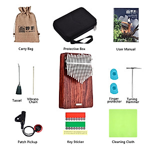LingTing Kalimba 17 keys Thumb Piano Mbira Finger Piano Gift for Kids Adult Beginners Professional（LT-K17A,wind whisperer)