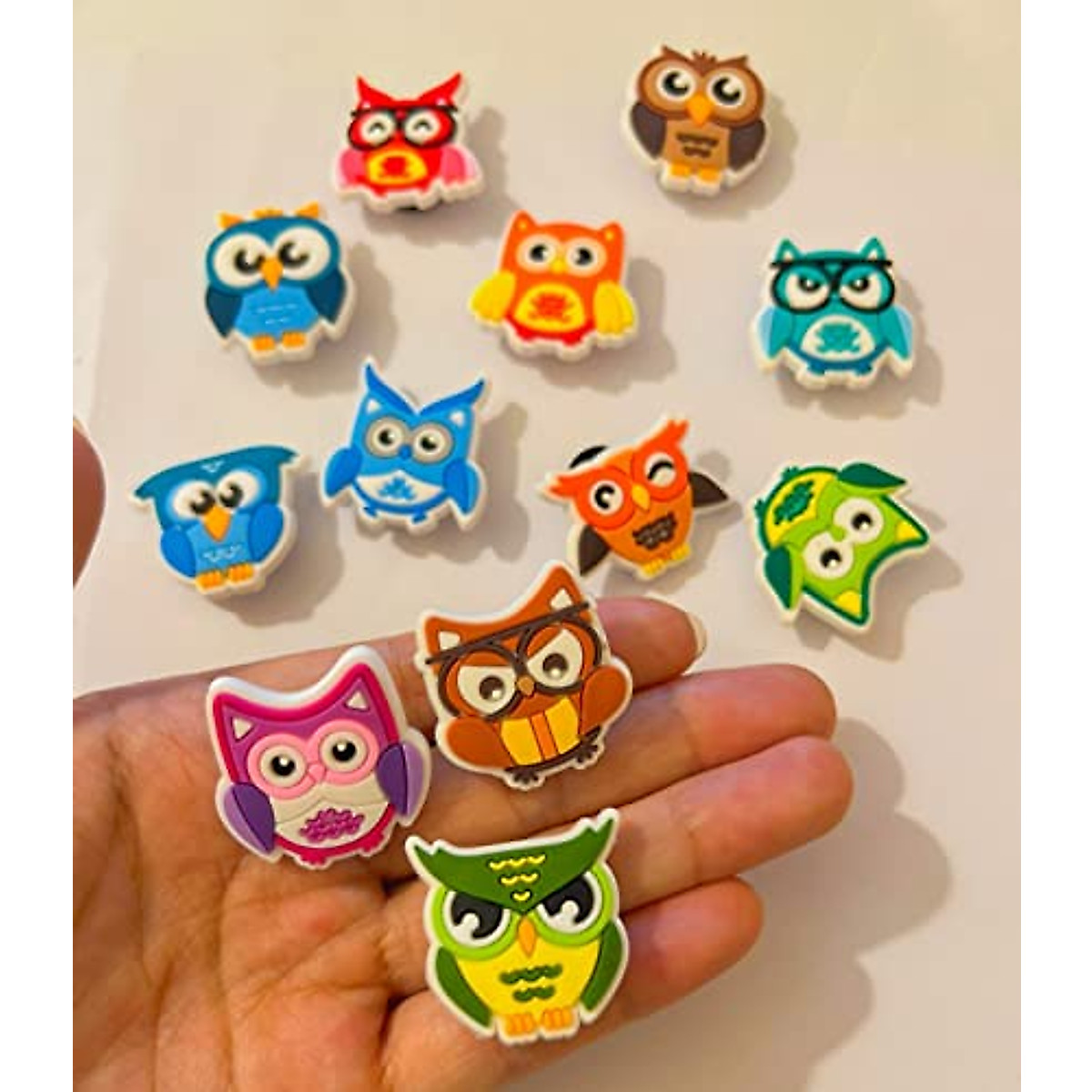 12PCS Owl Shoe Charms, Latest Fashion Style Shoe Charms, Animal Birds PVC Shoe Charms Accessories for Clog Shoes Decorations Bracelet Wristband Party Favor, Gifts For Kids Girls Boy Men Women Adults
