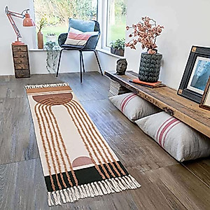 Ailsan Washable Kitchen Runner 2'x5', Cotton Handmade Runner Rugs with Tufted Design, Rainbow Boho Bathroom Rug Runner for Laundry Room Nursery Room Hallway Entrance