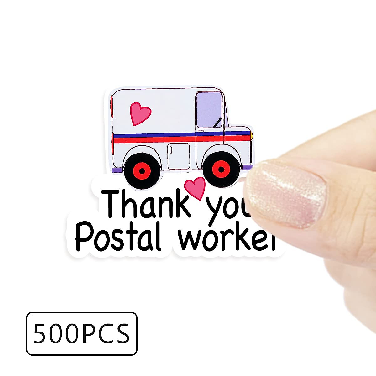 Wailozco Thank You Postal Worker Stickers,Thank You Stickers,Handmade Stickers,Small Shop Stickers,Envelopes Stickers for Small Business, Online Retailers,Handmade Goods,500 Labels Per Roll