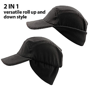 Women Winter Fleece Baseball Caps with Drop Down Ear Warmer Girl Ponytail Hats Camp Ski Running Cap Men Cold Weather Visor