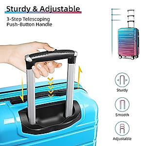 LARVENDER Luggage 4 Piece Sets Expandable PC+ABS Hardside Multicolor Suitcase Sets Double Wheels TSA Lock, Cotton Candy