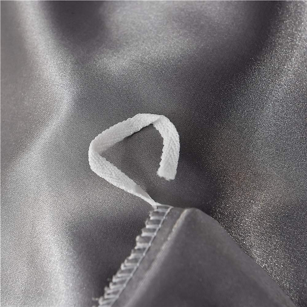 Grey Gray Luxury Silk Bedding Set. Include Silk Duvet Cover, Silk Pillow Sham and Silk Fitted Sheet. Satin Silk, Silk Blend Fabric. No Comforter or Duvet Insert Included. Full/Queen Size.