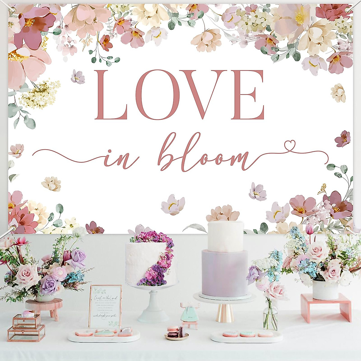 Kreatwow Love in Bloom Bridal Shower Decorations Backdrop Rose Gold Bridal Shower Backdrop Rose Gold Bachelorette Decors Boho Flower Floral Rose Gold Engagement Wedding Bachelorette Party Decorations