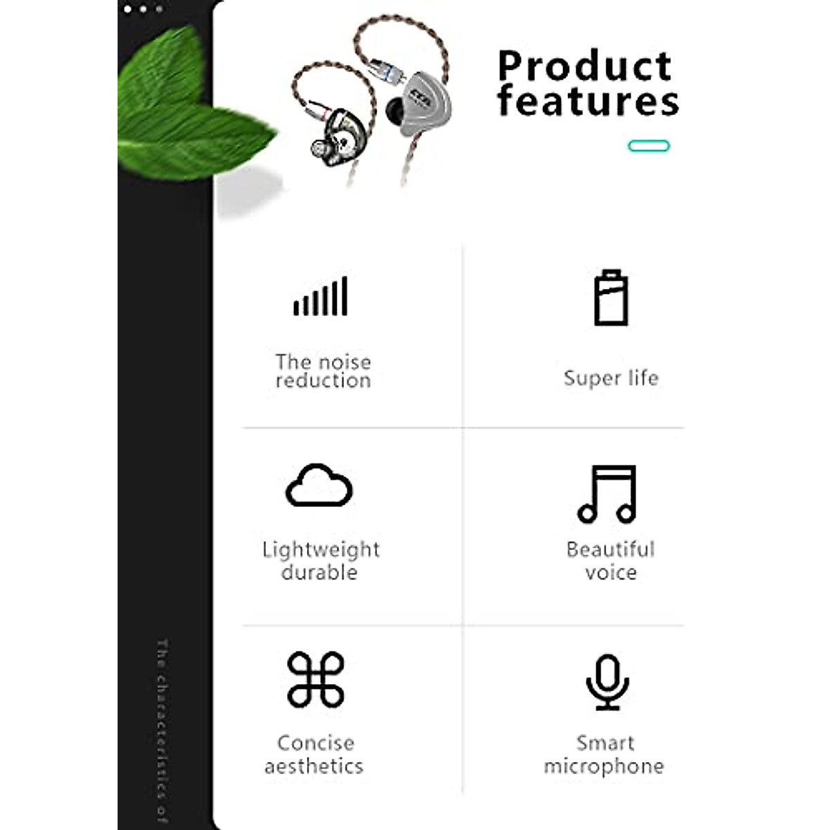 CCA C10 in Ear Monitor Headphone 10 Hybrid Drivers Wired Earbud 4BA 1DD HiFi IEM Earphones Stereo Noise Isolating Earphone with Detachable Cable for Musicians Singers Studio Audiophiles Dj PC