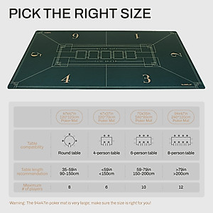 SLOWPLAY 70 x 35 Inch Texas Hold'em Poker Mat | Portable Poker Table Top with Art Deco Layout Print, Hemmed Edges, Smooth Surface, and Premium Carrying Bag for Games Everywhere