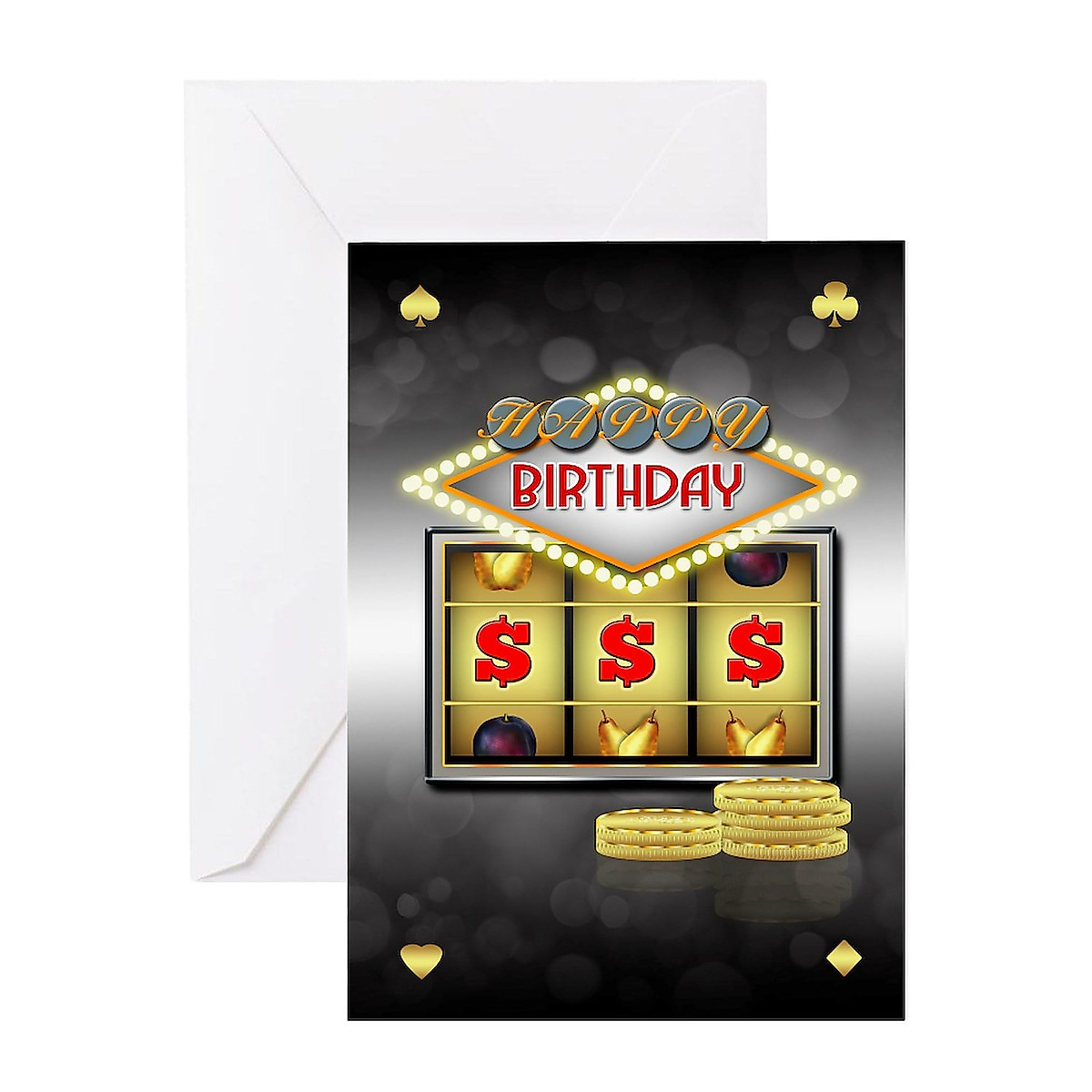 CafePress Birthday Greeting Card Casino Theme With Slots And Folded Greeting Card Matte