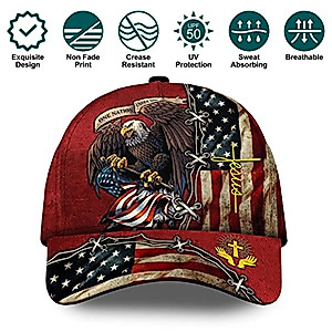 CleveFit 3D Printed, One Nation Under God Baseball Cap, American Eagle Hat for USA Patriots, Unique Design Hat (Bdnh110613htb)