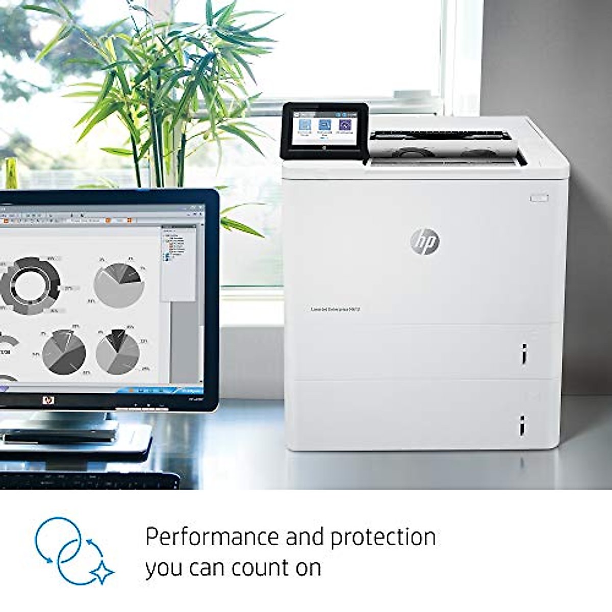 HP LaserJet Enterprise M612x Monochrome Printer with built-in Ethernet, 2-sided printing & extra paper tray (7PS87A), White