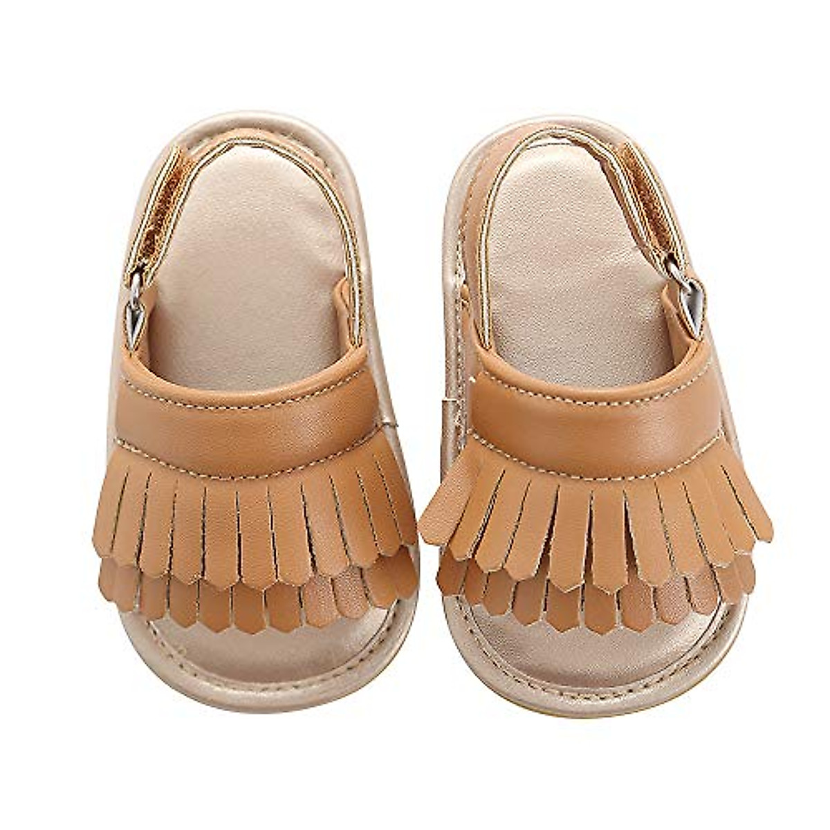 koshine Baby Sandal Tassels Summer Toddler Slipper Shoes 0-18 Months (12-18 Months,Khaki)