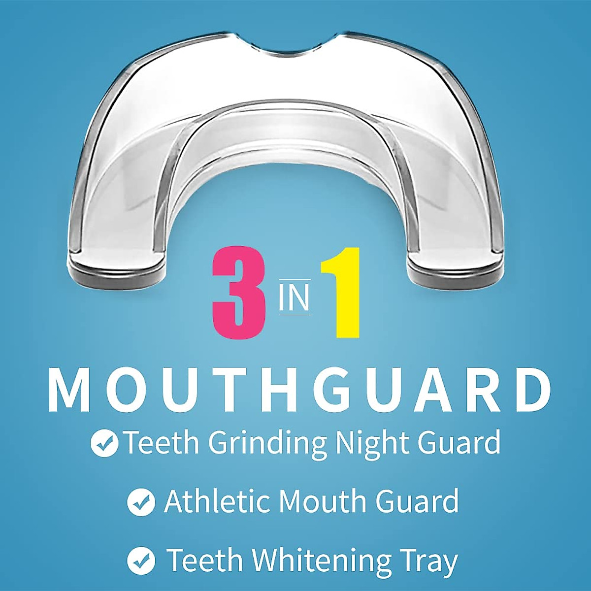 AKSO MEDICOS Bruxism Mouth Guard，Teeth Whitening Mouth Tray,2 Sizes,Pack of 6 Sports Mouth Guard with Case