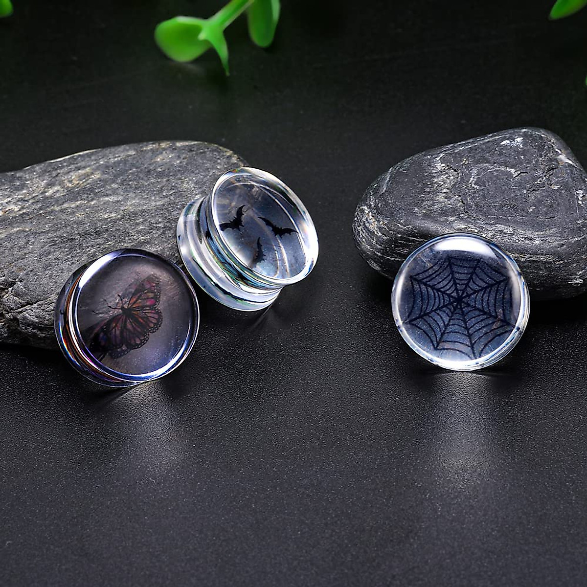 COOEAR 1 Set Ear Gauges Double Flared Plugs Acrylic Tunnels Saddle Expanders Insect Earrings Stretchers 0g to 30mm.