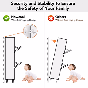 howcool Shoe Storage Cabinet with 2 Flip Drawers, Slim Wooden Freestanding Shoe Cabinet with Coat Hooks, Cubby and Shelf, Hidden Narrow Shoes Rack Organizer for Entryway Hallway, Holds 24 Pairs, White