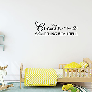 Create Something Beautiful Carved Pure Black Vinyl Wall Decal Art Letters Quotes Saying Wall Art Lettering Home Decor