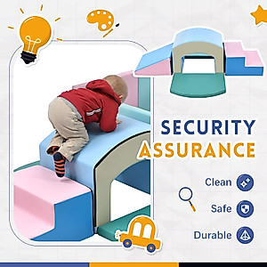 Merax Toddler Climbing Toys Indoor, 5 Piece Climb, Crawl and Tunnel Soft Play Equipment, Foam Climbing Toys for Toddlers 1-3