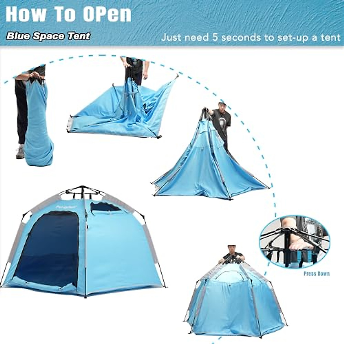 Portable Hexagon Kids Play Tent with LED Strip Lights Indoor Children Play House Easy Set-up Space Tent Dream Tent for Night.4-5 Person Large Tent & Birthday Gifts