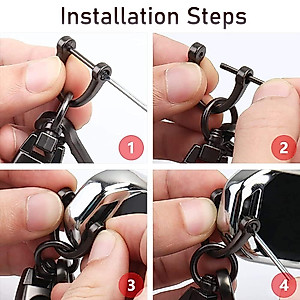 KURETO Car Keychain for Keychain Accessories Compatible with KeyChain, Genuine Leather Universal Key Fob Holder with 360 Degree Rotatable, Anti-Lost D-Ring, Screwdriver – Red