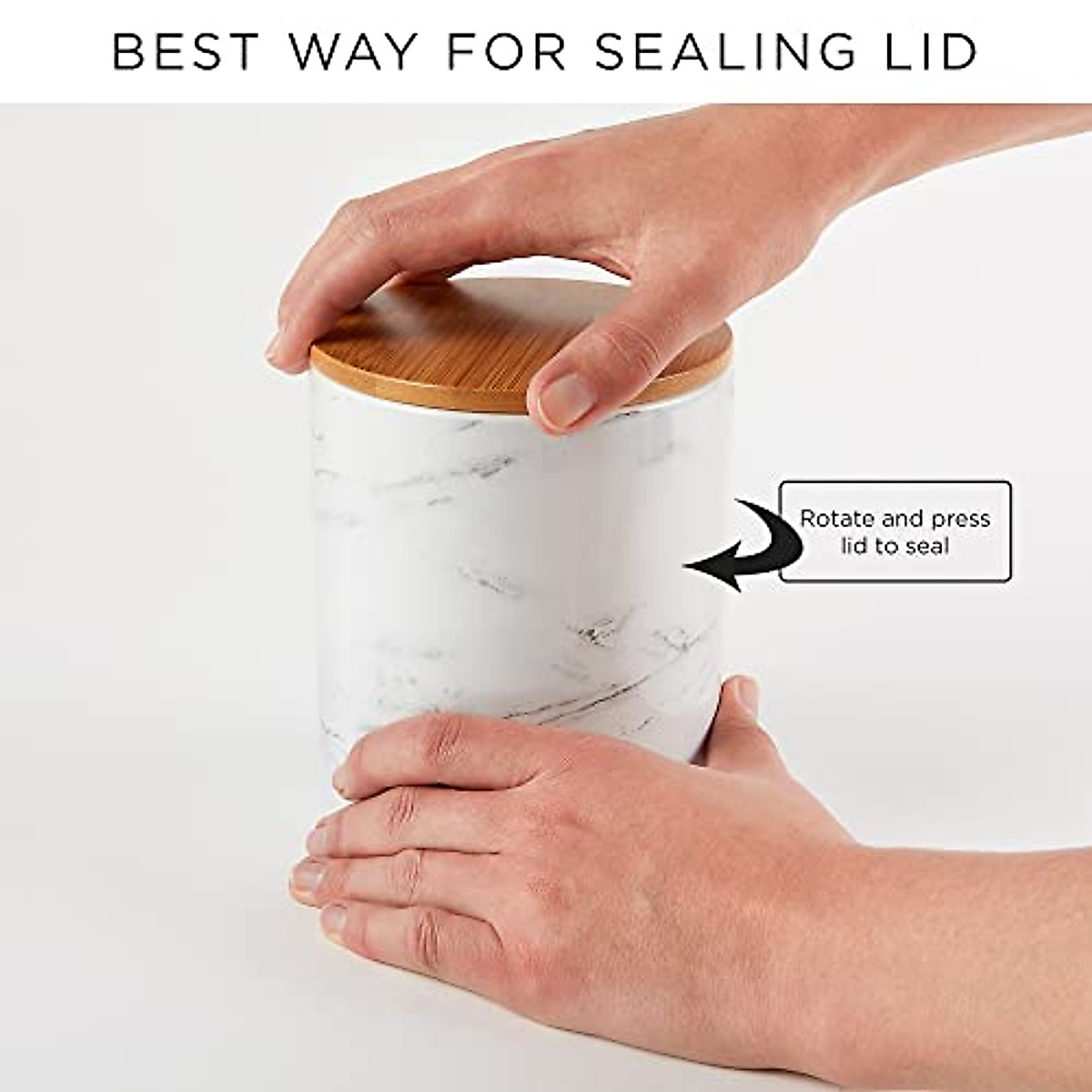 DII Kitchen Accessories Collection Ceramic, Canister Set, 4.5 Cup/3 Cup/1.25 Cup, White Marble