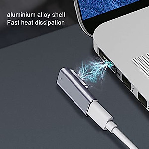 Watris Veiyi USB C to Magnetic T-Tip Adapter, Female Type-C to Magnetic 2 Converter, 5A Type-C PD Power Fast Charging Adapter for OS X Laptop(Silver)