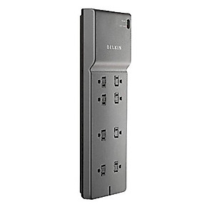 Belkin Power Strip Surge Protector with 8 Outlets, 6 ft Long Flat Plug Heavy Duty Extension Cord + Overload Protection for Home, Office, Travel, Compuer Desktop & Phone Charging Brick (3,550 Joules)