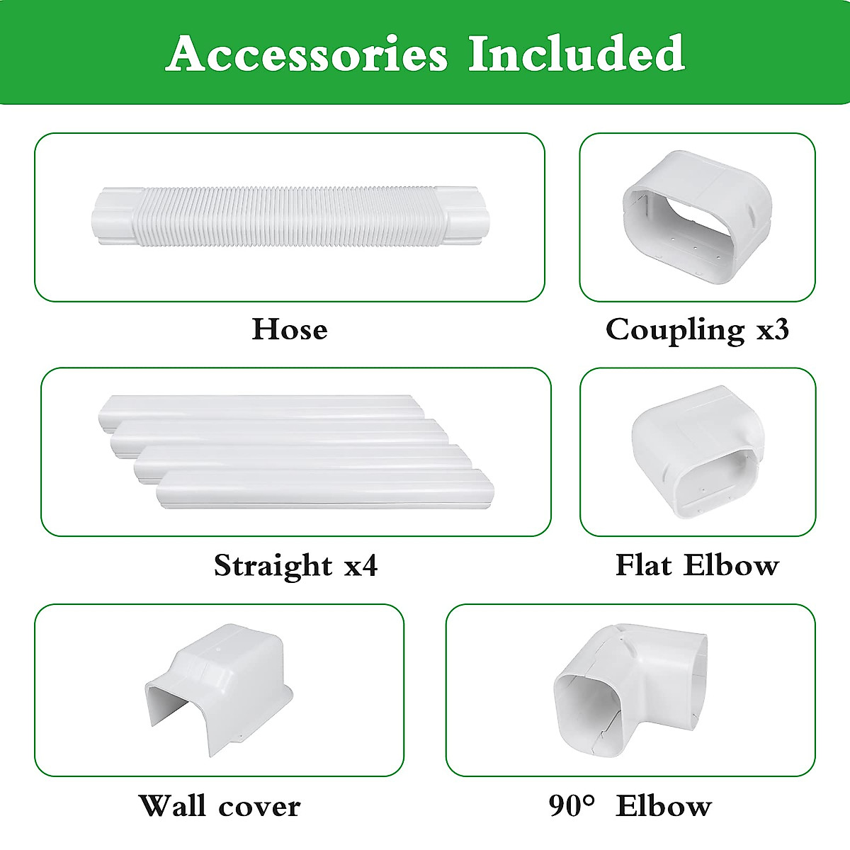 MOOITEK 5" 17Ft PVC Decorative Line Set Cover Kit for Ductless Mini Split Air Conditioners 17FT Line Set Cover for Heat Pump System and Central AC(Total Length 17Ft), White