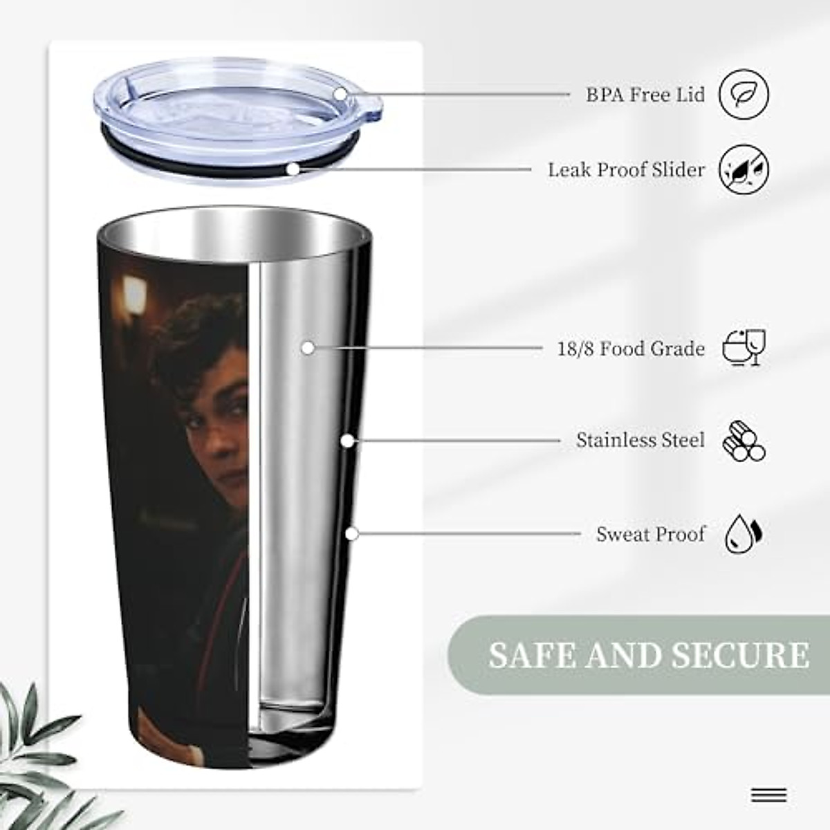 OAEWRE Benjamin Actors Wadsworth Stainless Steel Mug Insulated Tumbler Coffee Mugs with Lids and Straw Double Wall Vacuum Cup 20oz