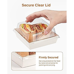 Kootek 50 Pack Paper Charcuterie Boxes with Clear Lids, 5.7 Inches Disposable Individual Food Containers Dessert Bakery Box for Sandwich, Slice Cake, Cookies, Hot Cocoa Bombs, Strawberries