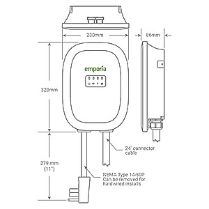 EMPORIA Smart 48 Amp Level 2 EV Charger with Home Energy Management System, Smart Home Energy Monitor with 16 Circuit Level Sensors