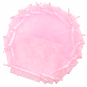 100Pcs Sheer Organza Bags 3x4 Inches Drawstring Jewelry Mesh Pouches Gift Bags for Wedding Party Christmas Gifts Festival Gift Candy Bags, Pink