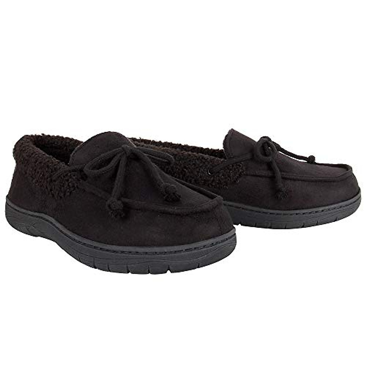 Hanes Men's Moccasin Slipper House Shoe With Indoor Outdoor Memory Foam Sole Fresh Iq Odor Protection, Navy, Large