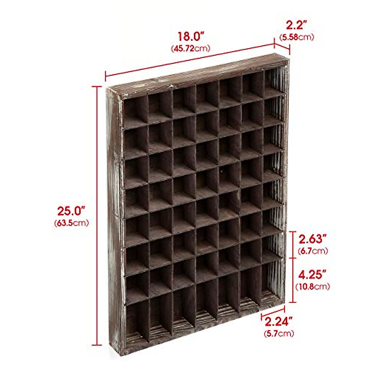 J JACKCUBE DESIGN - Rustic Wood Shot Glasses Display Case 56 Compartments Wall Mount Pint glass Shadow box Bar Cabinet Collection Freestanding - MK524A