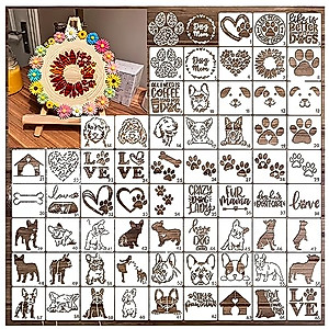 65 Pieces Dog Stencils for Painting on Wood, Dog Paw Print Stencils Reusable Love Dog Painting Stencil Templates for DIY Crafts Scrapbooks Wood Home Supplies (Dog)