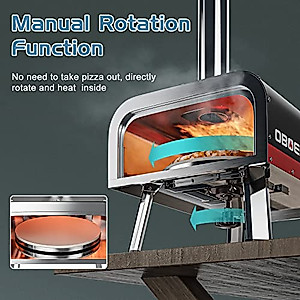 13" Portable Pizza Oven, Propane & Wood Fired Outdoor Pizza Oven, Stainless Steel Pizza Grill with Foldable Legs, Outdoor Pizza Oven with Gas Burner, Pizza Stone, Pizza Cutter, Carry Bag
