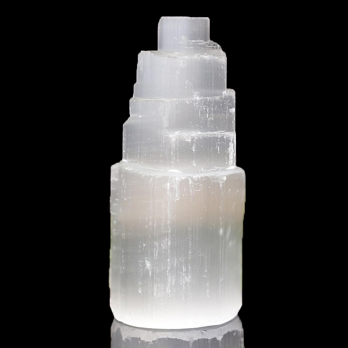 7 pcs Selenite Sampler Set / Healing Kit: 1 Selenite Tower, Palm Stone-1 Oval 1 Heart, 3 Wands-Blunt Pointed and Raw,and 1 Desert Rose with a Certificate of Authenticity