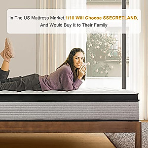Queen Mattress,SSECRETLAND 12 Inch Hybrid Memory Foam Mattress and Individual Pocket Springs,Queen Bed in a Box with Pressure Relief and Cooler Cover,Soft Queen Size